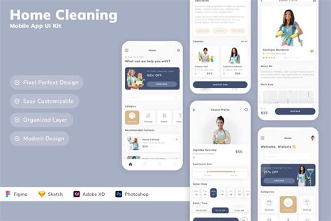 Home Cleaning Mobile App Ui Kit Figma Design Prime Access