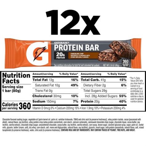 Gatorade Whey Protein Recovery Bars Chocolate Chip 2 8 Oz Pack Of 12