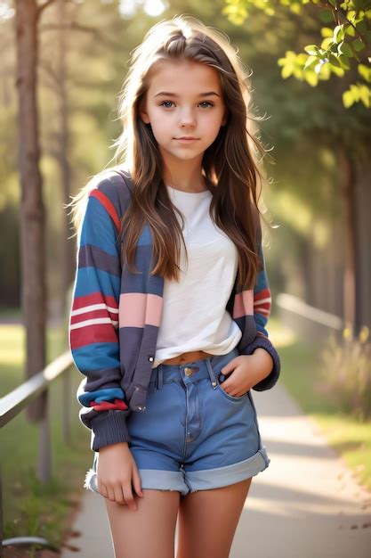 Premium Photo Cute Teen Girl Outdoors Wearing Trendy Clothing