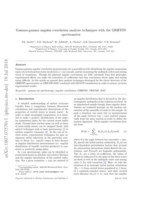 pdf gamma gamma angular correlation analysis techniques with the
