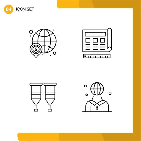 Dollar Pack Vector Art Png Line Pack Of 4 Universal Symbols Of Dollar