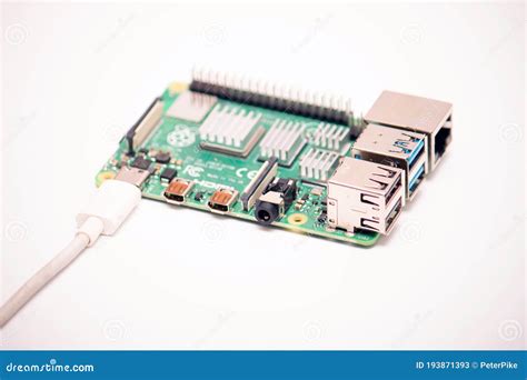Kiev Ukrainpowered By Usb C Cord Single Board Microcomputer Rpi4 Blurred Raspberry Pi Logo