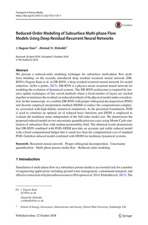 pdf reduced order modeling of subsurface multi phase flow models