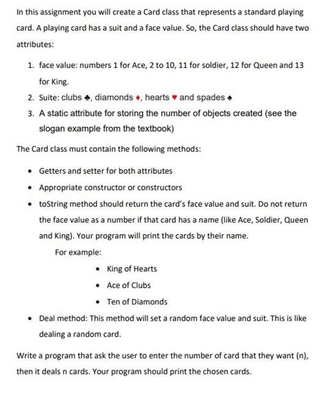 Solved In This Assignment You Will Create A Card Class That Chegg