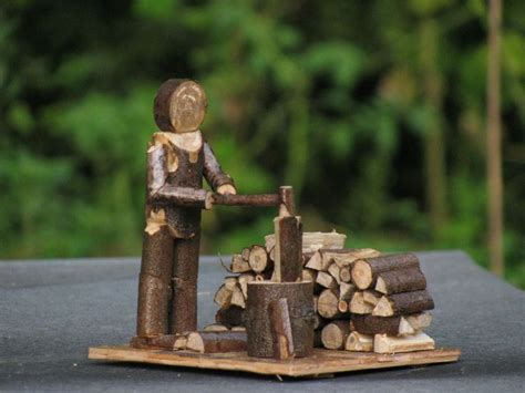 Rustic Primitive Stickman Lumberjackwood Splitter And Wood Pile Made