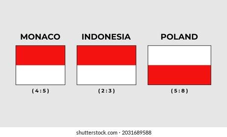 Difference Between Flag Indonesia Poland Monaco 库存矢量图（免版税）2031689588