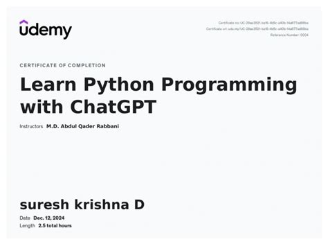 thank you udemy suresh krishna d b e mba