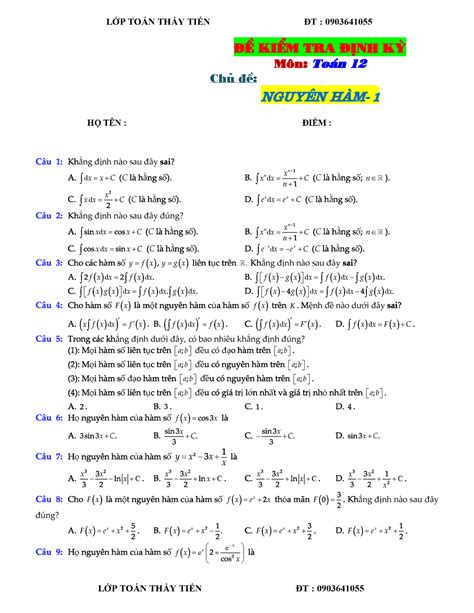 BO DE Nguyen HAM CB (1) - Rất hay ạ - Ẻ Ế ĐỀ Ậ Ố Chñ ®Ò: ####### Tr-êng ...
