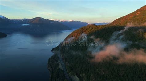 Aerial View On Sea To Sky Highway Howe Sound And Fjords Bc Canada