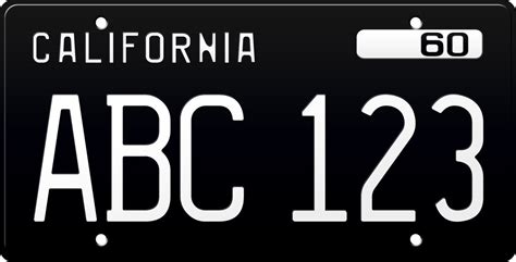 1960 California License Plate Black With White Text 6x12 1565mm