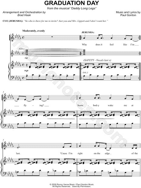 Graduation Day From Daddy Long Legs [2009] Sheet Music In Db Major Download And Print Sku