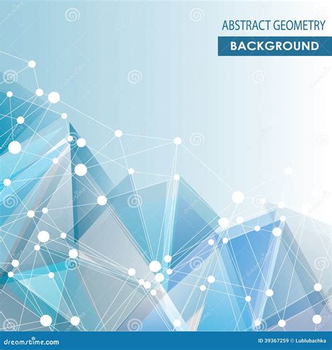 Polygonal Blue Background With Abstract Molecular Stock Vector