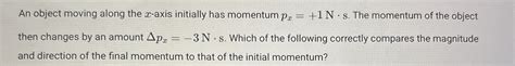 Solved An Object Moving Along The X Axis Initially Has