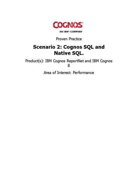 Scenario2 Native Vs Cognos Sql Pdf Sql Databases