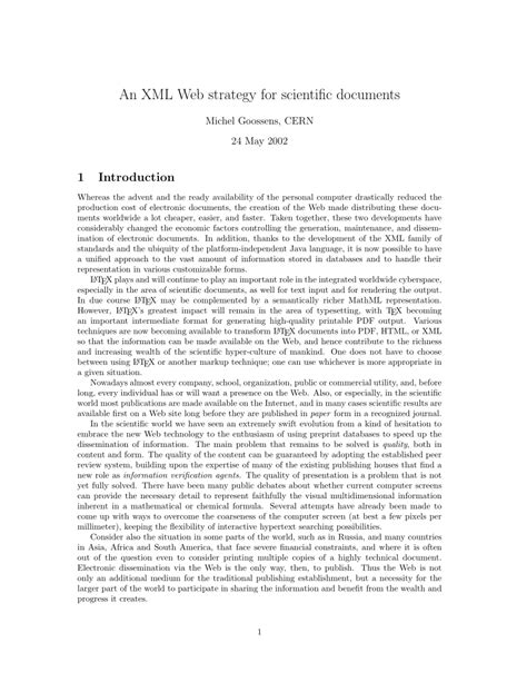 Pdf An Xml Web Strategy For Scientific Documents