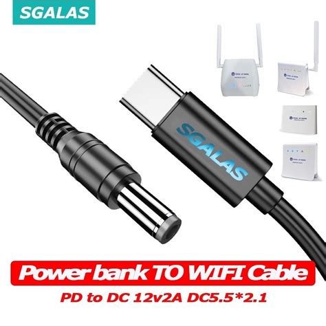 Adaptador De Energia WiFi Para DC 12V USB C PD Conector De Cabo De Alimentação Boost Converter