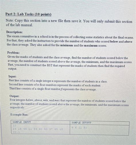 Solved Part Lab Tasks Points Note Copy This Chegg