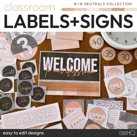 Bw Neutrals Editable Class Labels Posters And Signs Neutral Classroom Decor
