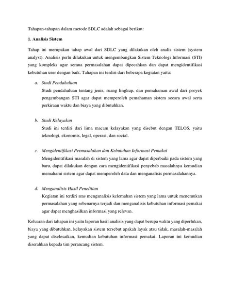 Tahapan Tahapan Dalam Metode Sdlc Pdf