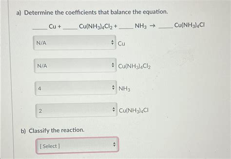 Solved Cu Cu Nh3 4cl2 4nh3→2cu Nh3 4clclassify The