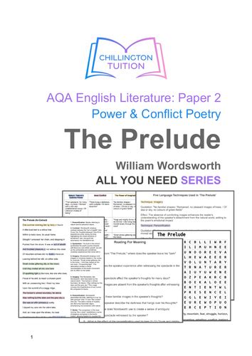 The Prelude An Extract By William Wordsworth Teaching Resources