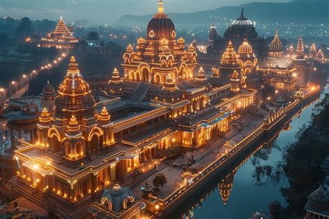 Premium Photo Ram Mandir Ayodhya Aerial Decorative View