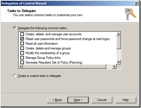 how to delegate ad permission to organisational units using the