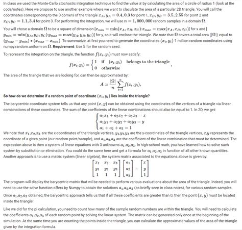 Solved In Class We Used The Monte Carlo Stochastic Chegg