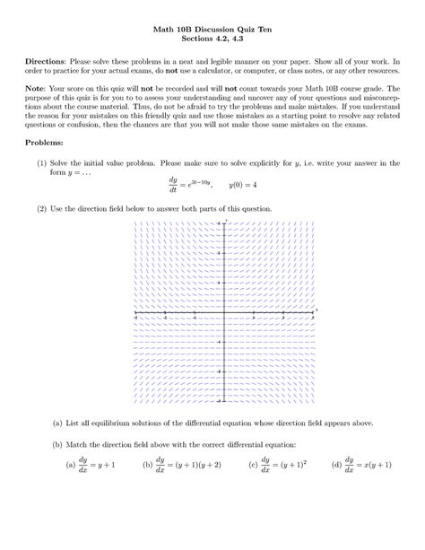 quiz10 week 10 quiz problems math 10b discussion quiz ten sections