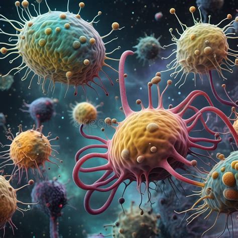 Colorful Close Up Of Microscopic Organisms In Vivid Detail Stock Image