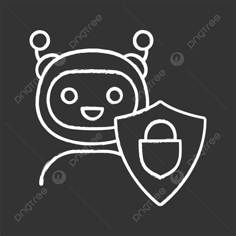 Secured Chatbot Chalk Icon Black Drawing App Vector Black Drawing