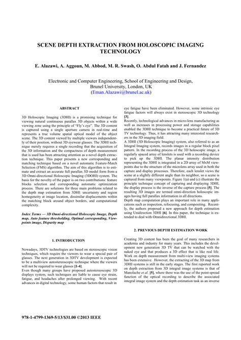 pdf scene depth extraction from holoscopic imaging technology