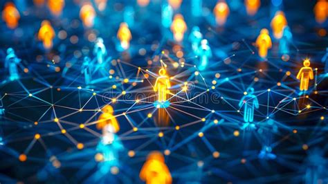 Digital Networking Concept With Human Figures Connected By Glowing