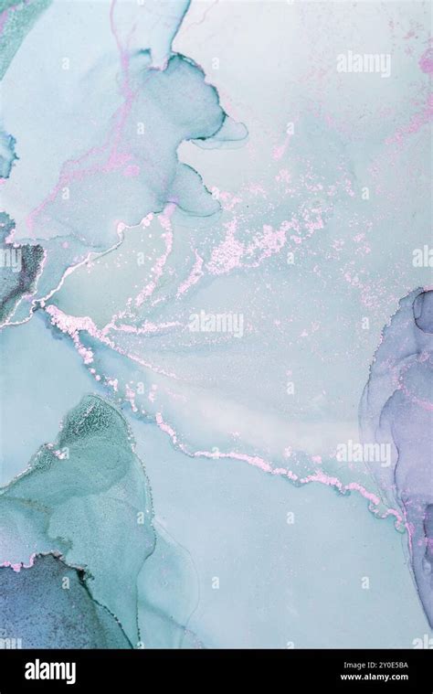 Abstract Pastel Watercolor Artwork Featuring Soft Hues In Teal Pink And Silver Creating A