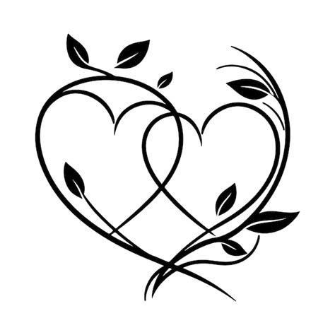 Un Simple Dibujo De Dos Corazones Entrelazados Vector Premium