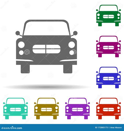 Front View Automobile Car In Multi Color Style Icon Simple Glyph