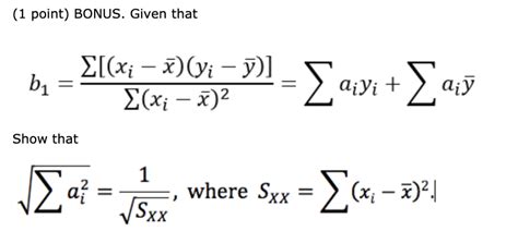 Solved 1 point BONUS Given that Σ xi x 2 Show that 2 Chegg com