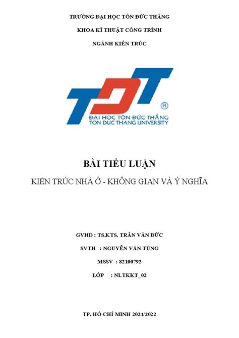 Bài tiểu luận nothing TRƯỜNG ĐẠI HỌC TÔN ĐỨC THẮNG KHOA KĨ THUẬT