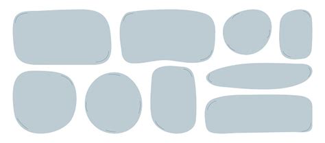 Empty Text Box Circles Rectangles And Squares Isolated On White Background Doodle Blue Textbox