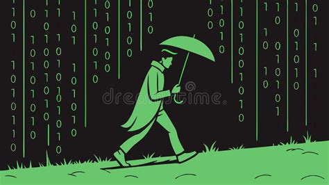 Person In Matrix Code Rain Digital World Technology Concept Vector Design Generative Ai Stock