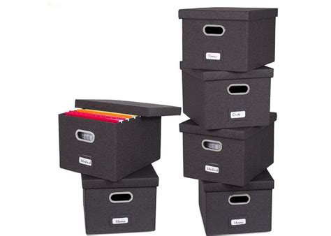 Internets Best 1 Pack Collapsible File Storage Organizer With Lid Charcoal Office Bin File