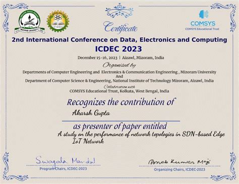 Akarsh Gupta On Linkedin Research Sdn Iot Icdec2023 Teamwork