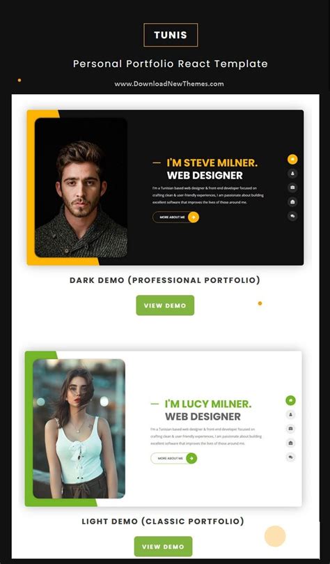 Tunis Personal Portfolio React Template Personal Portfolio Portfolio Tunis