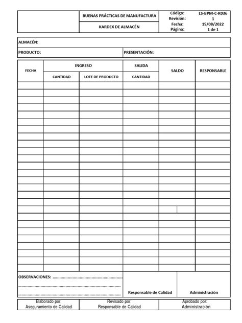 Modelo Kardex AlmacÉn Pdf