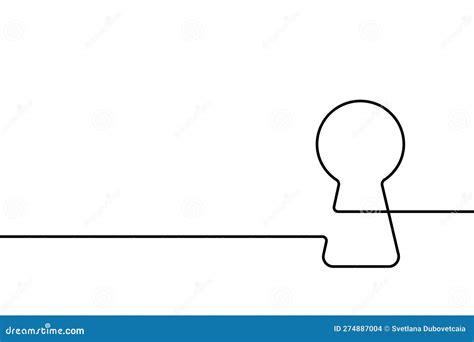 Keyhole Icon Black Silhouette Lock Continuous Line Isolated On White Background Hand Drawn