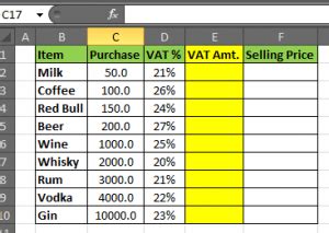 How To Calculate VAT In Excel VAT Formula Calculating Tax In Excel