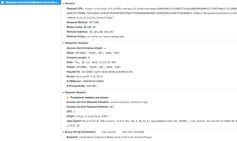 Office Js Why Are Preflight Options Requests For Outlook Rest Api