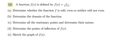 SOLVED A Function F X Is Defined By F R Determine Whether The Function F Is Odd Even O
