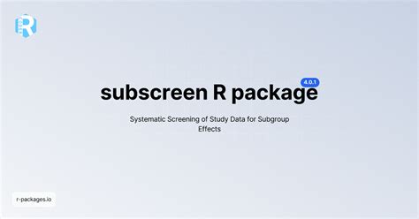 Subscreen R Package Documentation R Packages