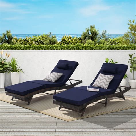 Paproos Outdoor Chaise Lounge Chair Set Of 2 Wicker Outdoor Lounger
